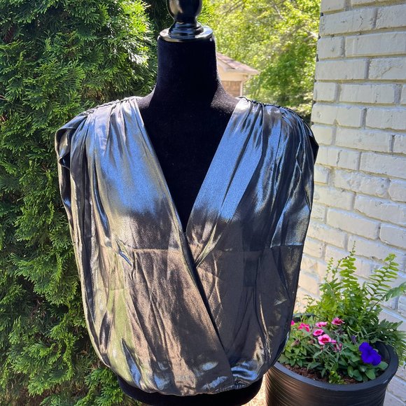 Express | Tops | Dark Silver Metallic Express Blouse 25 | Poshmark